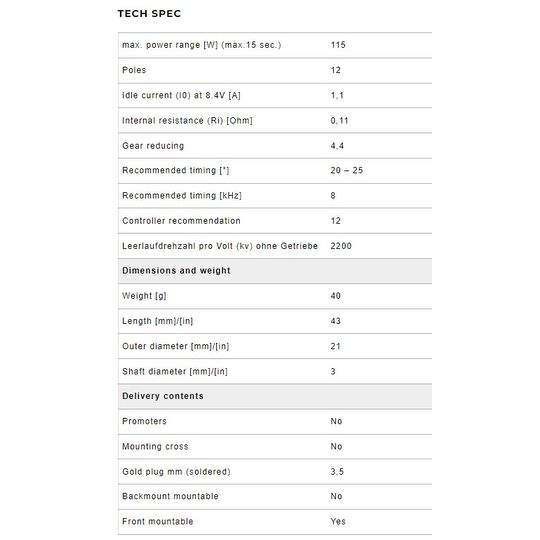 Hacker A10-7L 4.4:1 40g Geared Outrunner - Powertrains