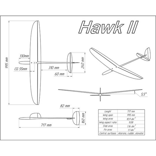 Hawk 2 1m DLG - RC Models - DLG F3K Hand Launch Gliders