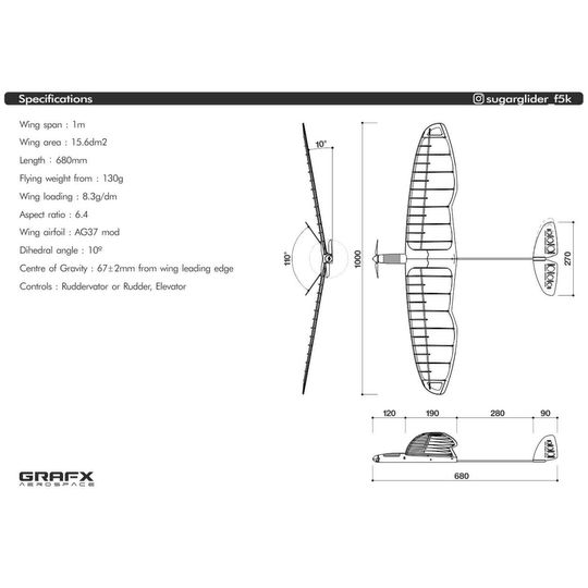 Sugar Glider F5K 1m - RC Models - Electric F5J Gliders